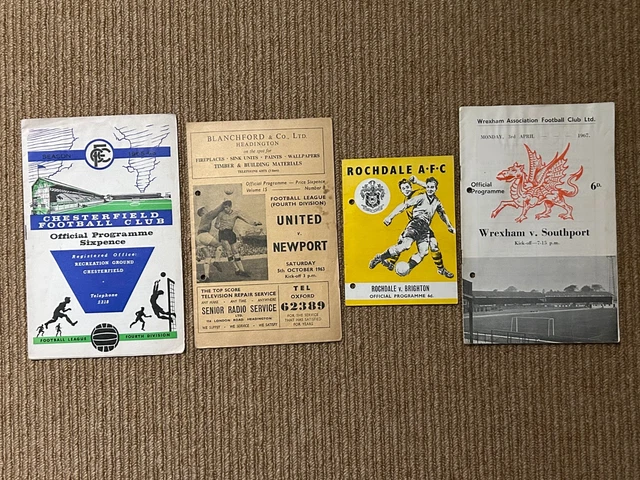 4 FOURTH DIVISION football match programmes from the 1960s £1.70 ...