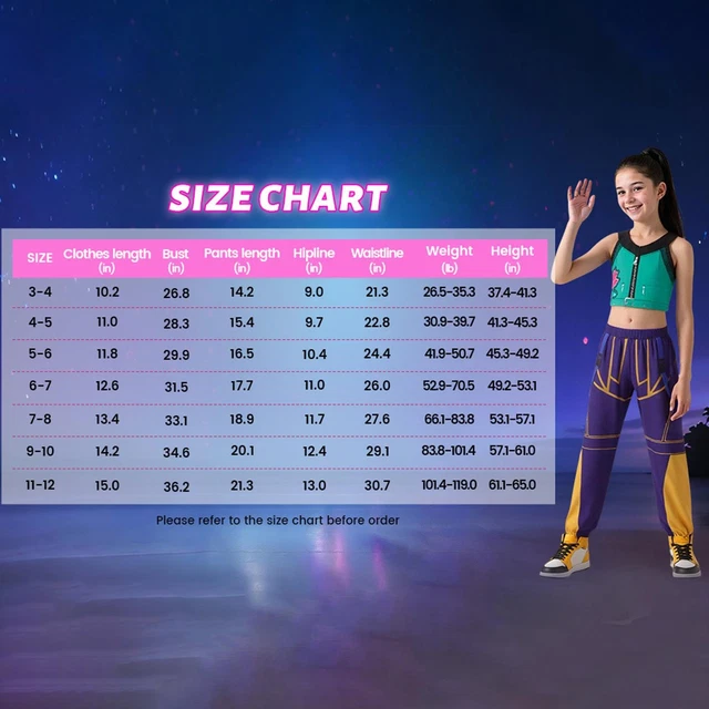 KIDS GIRLS KPOP Demon Hunters Cosplay Rumi Zoey Costume Outfits Fancy ...