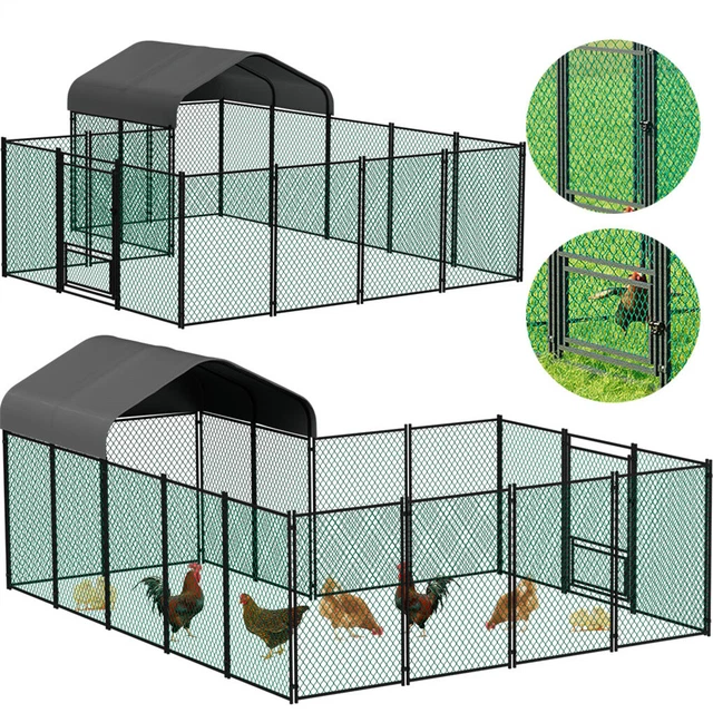 WALK IN CHICKEN Run Dense Nylon Mesh Chicken Coop Hen House w/Water ...