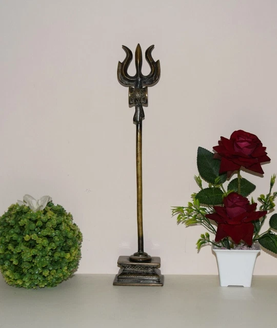MESSING SHOOLAM VINTAGE Trishul Lord Shiva Trident Statue 36.8cm Höhe ...