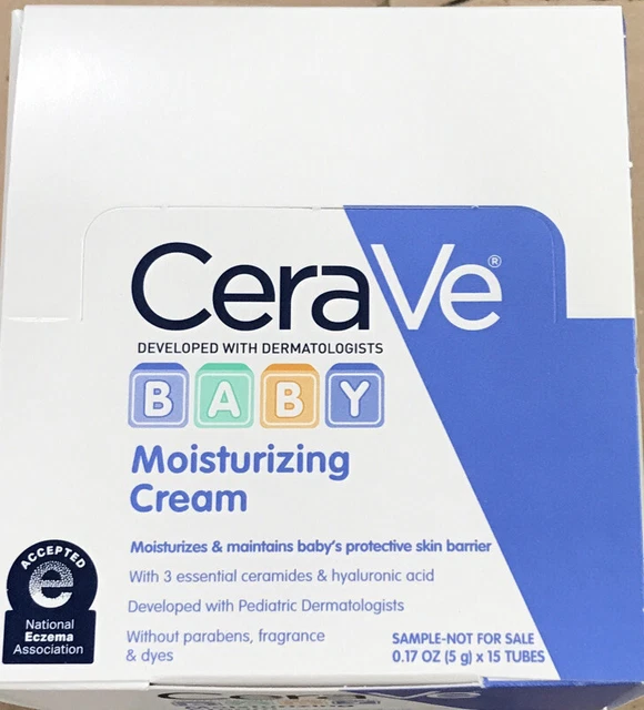 CERAVE BABY MOISTURIZING Cream, Box Of 15 Sample Size Tubes, .17 OZ $9. ...