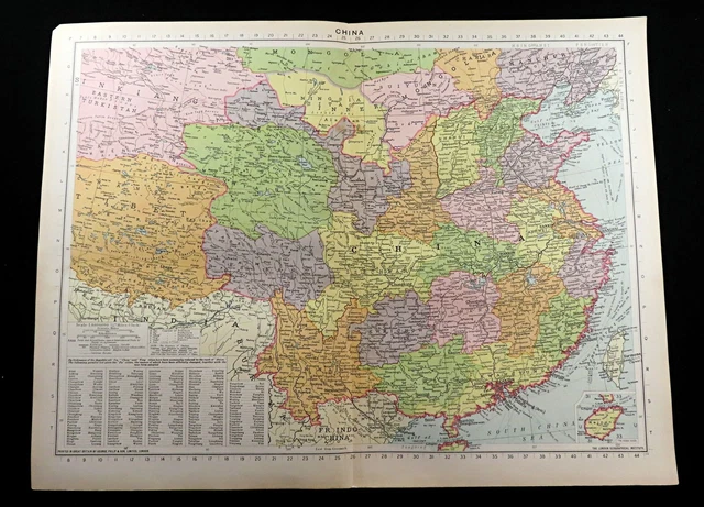 WW2 MAP OF China Asia Hong Kong Canton Shanghai Wartime War Geography ...
