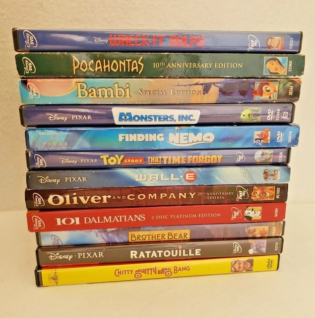 DISNEY 12 MOVIE DVD Lot Pixar Wreck it Ralph Oliver and Co Bambi Nemo ...