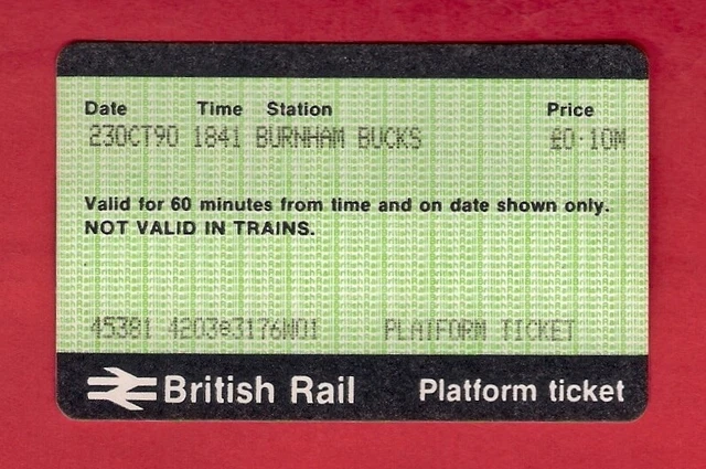 BRITISH RAIL APTIS Platform Ticket - BR(W) Burnham Bucks 10p - Window ...