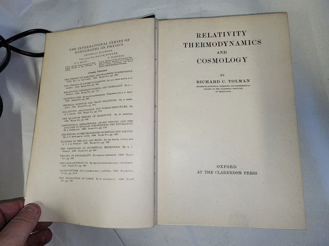 RELATIVITY, THERMODYNAMICS AND COSMOLOGY - Richard C. Tolman - Oxford ...