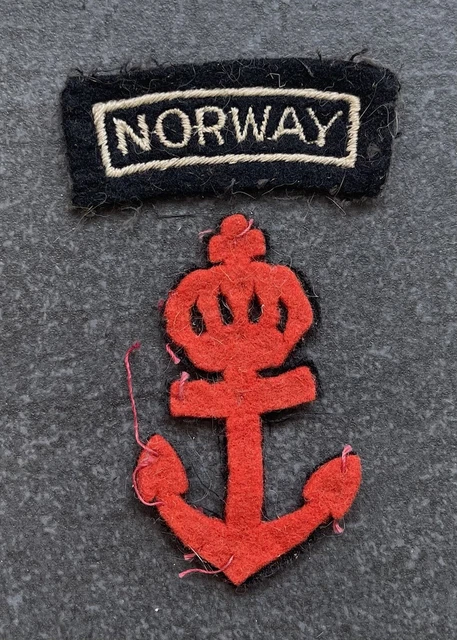 ORIGINAL WW2 NORWAY Norwegian Navy Anchor Arm Badge & Cloth Shoulder ...