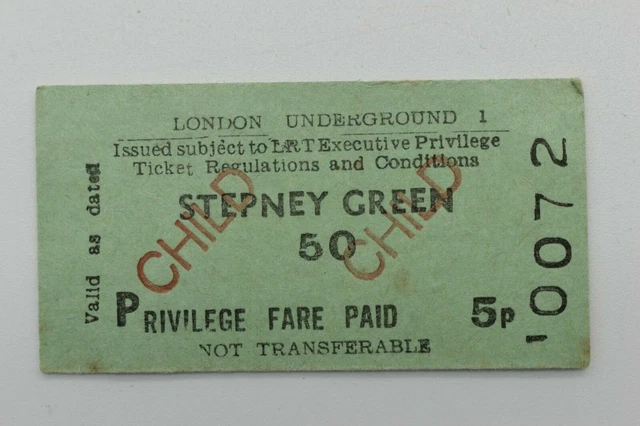 LONDON UNDERGROUND RAILWAY Ticket Stepney Green 50 Child #0072 EUR 4,28 ...
