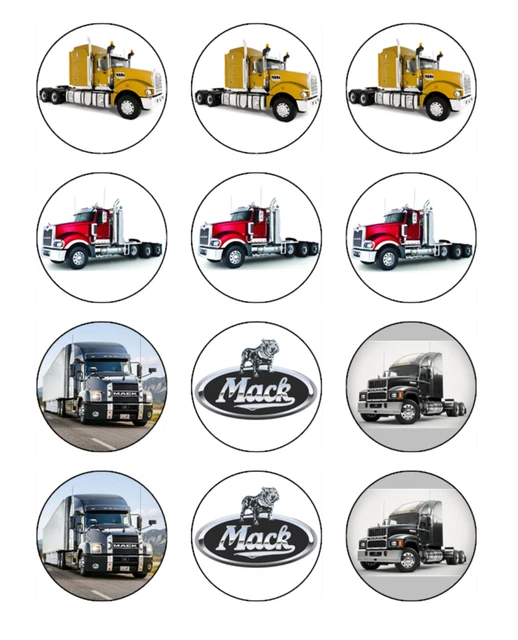 MACK TRUCKS CUPCAKE Toppers Edible Icing Birthday Cake Truck ...