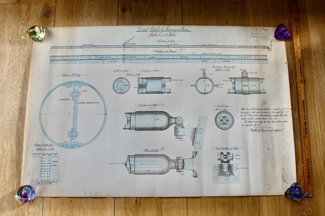 ANTIQUE MARITIME ORIGINAL Engineering Drawing No1 £145.00 - PicClick UK