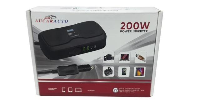 AUCAR AUTO 200W Power Inverter Black £9.99 - PicClick UK