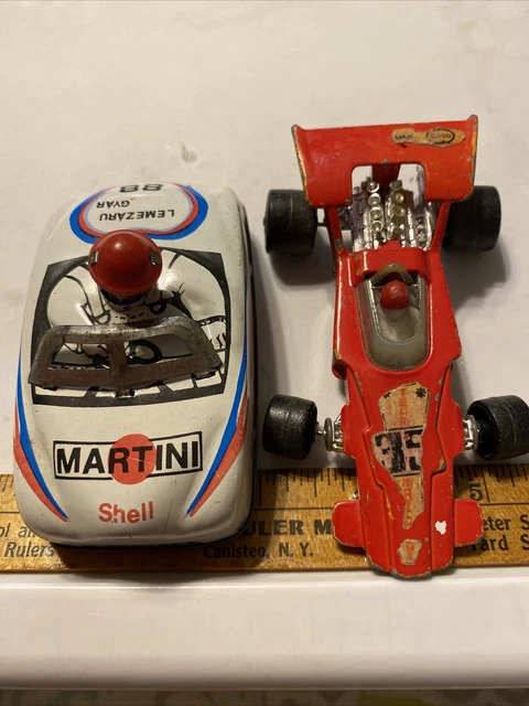 VINTAGE TIN TOY MARTINI SHELL Race Car Friction 1960s & Speedwing 1971 ...