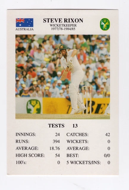 AUSTRALIAN CRICKET CARD 1994. Steve Rixon EUR 5,15 - PicClick FR