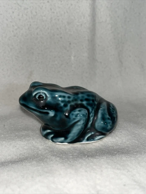 POOLE POTTERY VINTAGE glazed ceramic blue/green frog ornament figurine ...