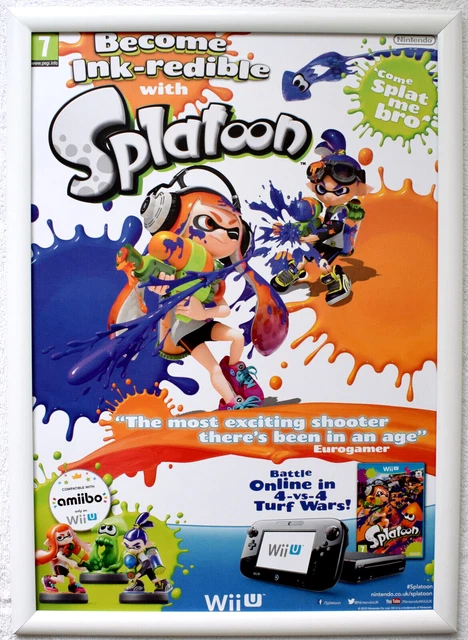 SPLATOON RARE WII U 42cm x 59cm Promotional Poster £39.99 - PicClick UK