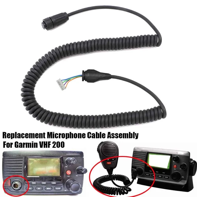 FOR GARMIN VHF 200 Radios Microphone Mic Cord Cable Coiled Assembly ...