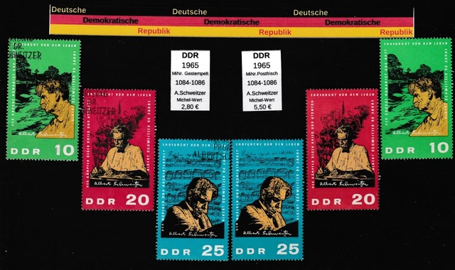 DDR 1965 MINR: 1084-1086 gestempelter und postfrischer Komplettsatz ...