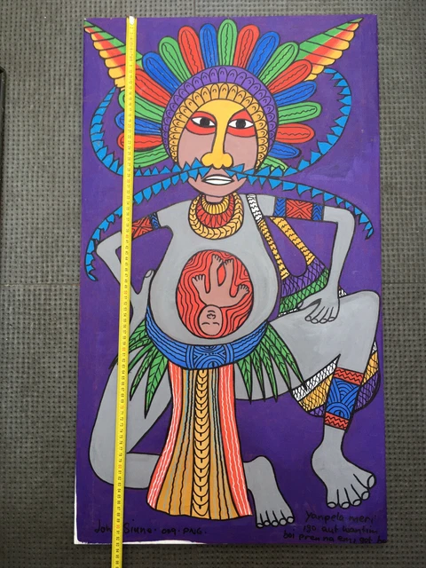 TRÈS BELLE PEINTURE Sur Toile Dessin Art Brut Outsider 2009 John Siune ...