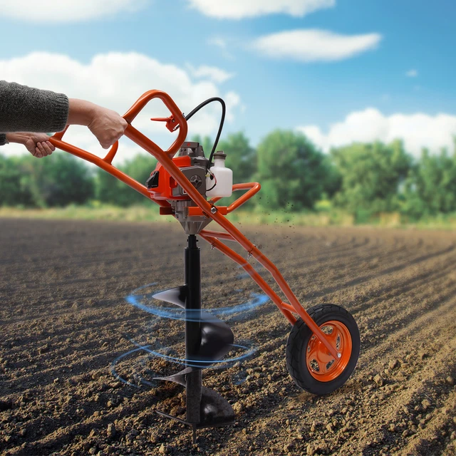 63 CC PETROL Power Post Hole Digger Wheelbarrow Earth Auger Ground w ...