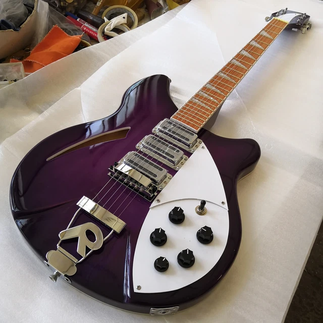 6 CORDE VIOLA Burst Semi Hollow Body Chitarra Elettrica 3Tostapane ...