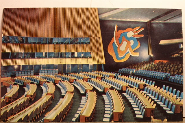 UNITED NATIONS UN General Assembly Hall Headquarters Postcard Old ...