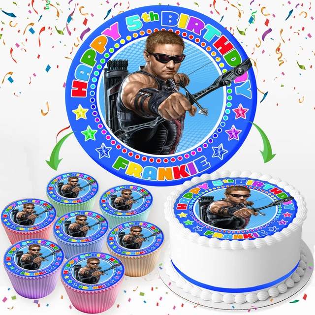 HAWKEYE AVENGERS BIRTHDAY Personalised Edible Cake Topper & Cupcake ...