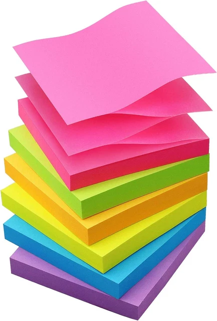 STICKY NOTES 3X3 Pop up Self-Stick Notes Pads with 6 Bright Colors ...