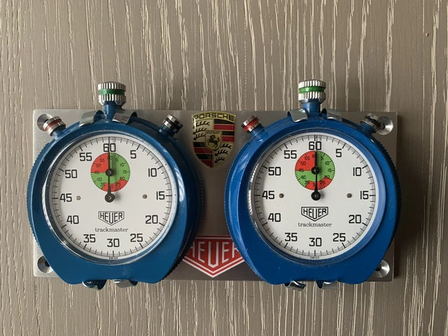 HEUER TRACKMASTER RALLY Timer Stopwatch Panel 2 Blue Heuer Chronometers ...