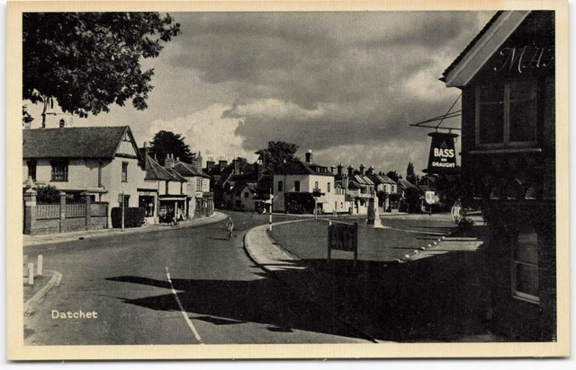 VINTAGE UNP POSTCARD Datchet Bucks Bass Draught sign pub cyclist AA650 ...