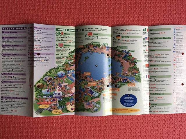 WALT DISNEY WORLD EPCOT Map Early 2000’s £1.49 - PicClick UK