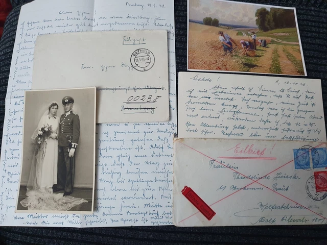 ORIGINAL GERMAN WW2 Soldiers Letters And Photograph Awards Feldpost ...