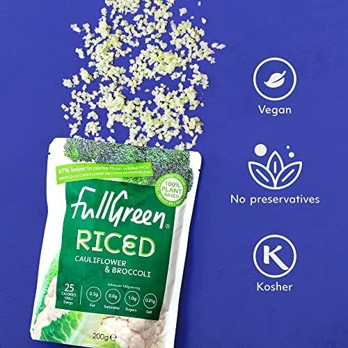 FULLGREEN, RICED CAULIFLOWER and Broccoli, 100% Veg, shelf-stable £6.04 ...