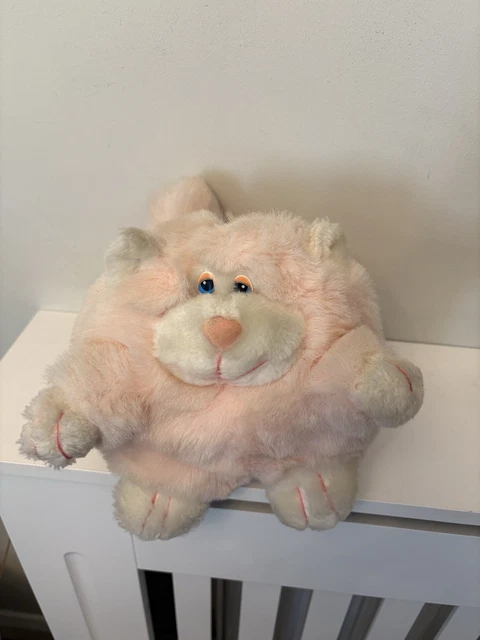 VINTAGE 80S/90S RMS Pink Puffball Cat Plush Plastic Eyes 8" £12.92 ...
