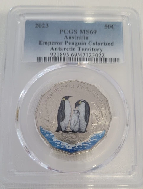 2023 AUSTRALIA 50C Fifty Cent Coin Antarctic Emperor Penguin PCGS ...