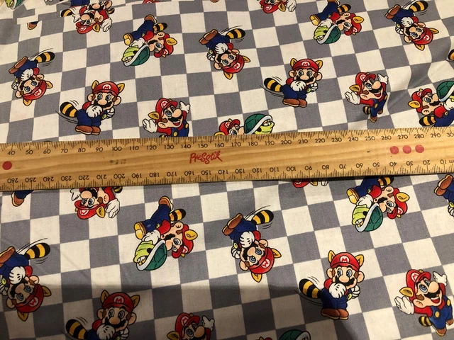 NINTENDO SUPER MARIO with Tail Woven Cotton Fabric, Sewing Quilting Fat ...