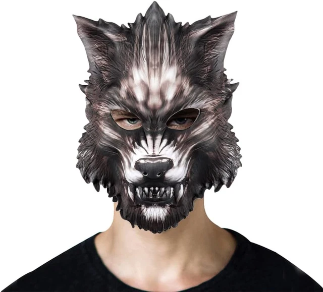 HALLOWEEN HORROR WOLF Mask Cosplay Scary Full Face for Men Boys Black £ ...