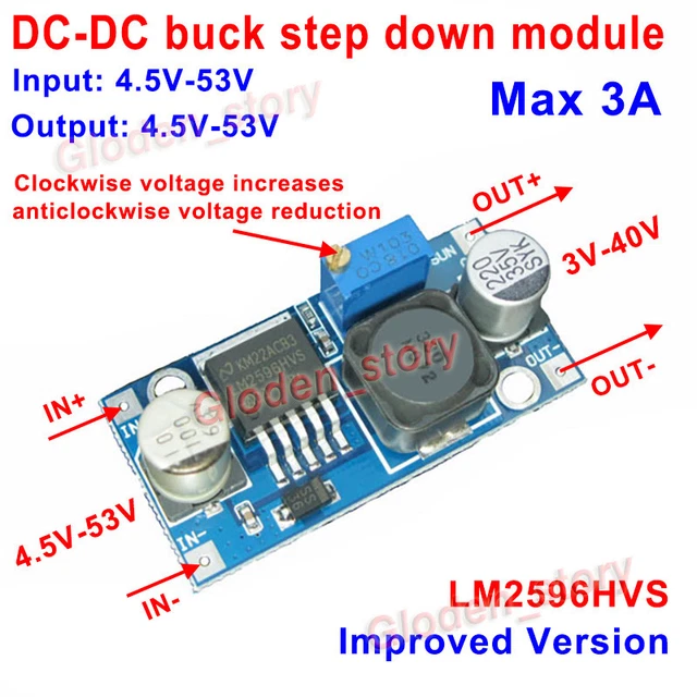 3A DC-DC BUCK Step-down Converter Voltage Regulator 5V-48V to 3.3V 6V 9V 12V 24V EUR 2,05 ...