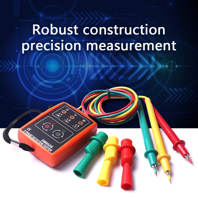 3 THREE PHASE Rotation Motor Sequence Meter Tester Indicator 20 Hz ...