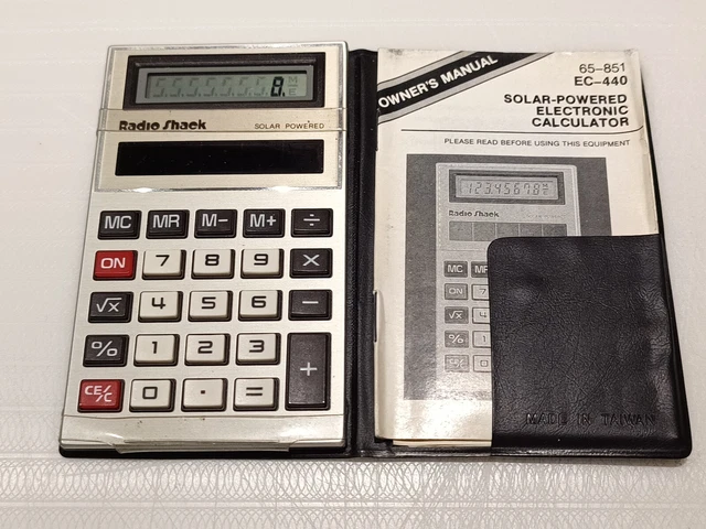 VINTAGE RADIO SHACK Solar Calculator w/ Original Manual & Case. $12.00 ...
