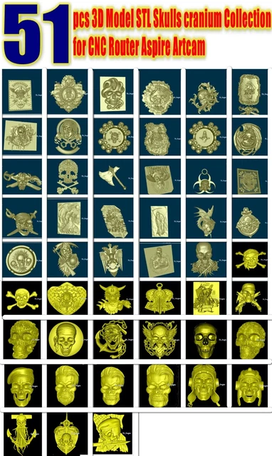 3D STL FILES relief SCULL for CNC router cnc machine milling £10.71 ...
