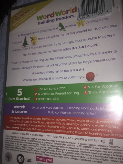 WORDWORLD MERRY CHRISTMAS PBS Kids Building Readers DVD Holiday Dog ...