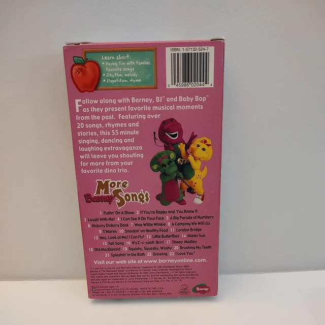 BARNEY & FRIENDS More Songs VHS Video Tape RARE Sing Along Songs 55 Min ...