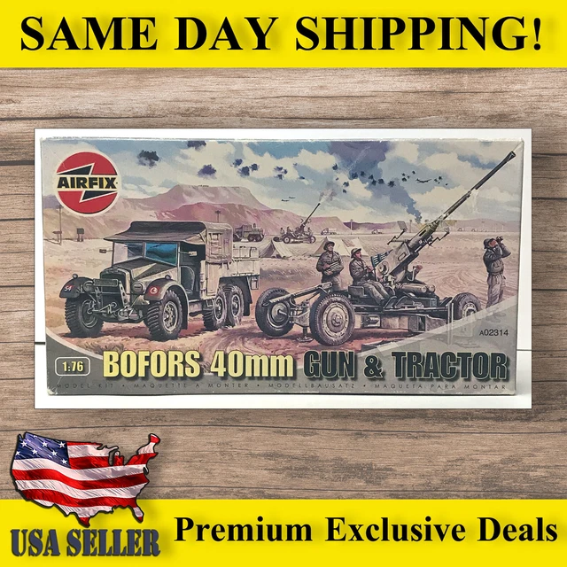 VINTAGE (COMPLETE) AIRFIX 1:76 BOFORS 40mm Gun & Tractor Military Model ...