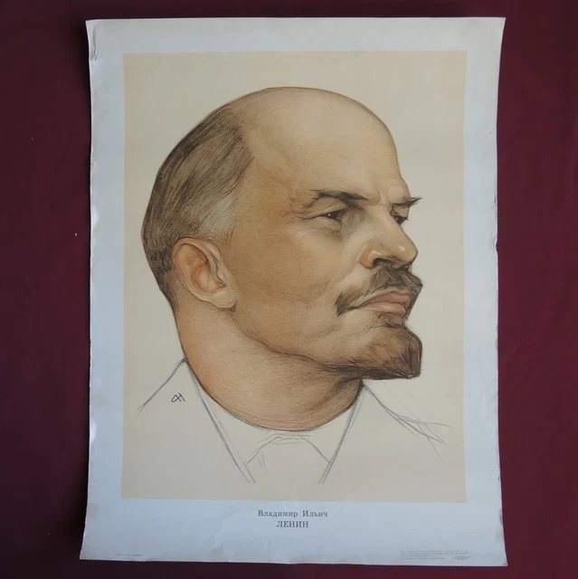 VECCHIO GRANDE URSS Poster Lenin Busto Soviet Ritratto Di Vintage ...