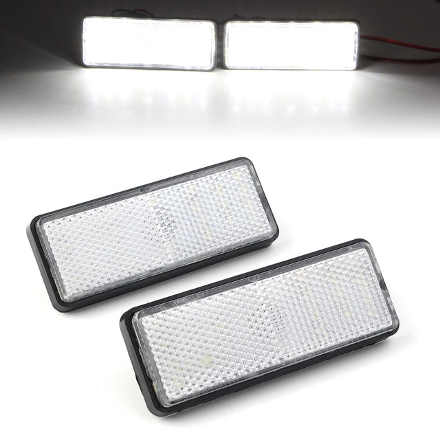 12V RECTANGLE LED Reflector Turn Signal Tail Brake Light White Lamp ...
