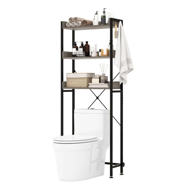 MEUBLE DE SALLE De Bain Étagère De Rangement 3 Niveaux Toilette Structure Métal EUR 129,95 ...