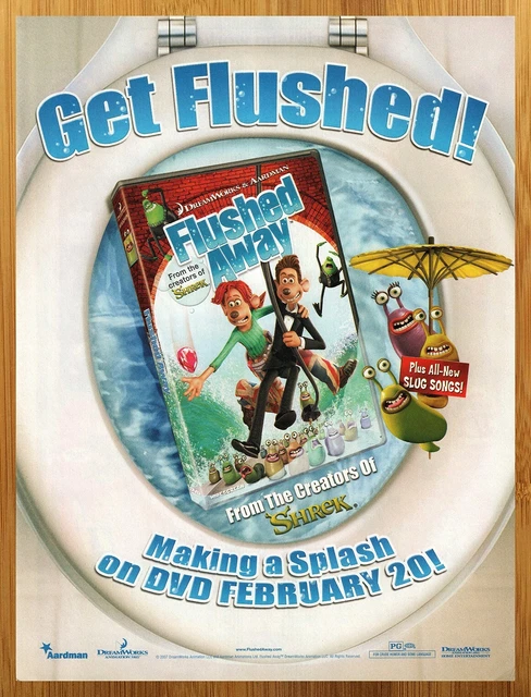 2007 FLUSHED AWAY Vintage Print Ad/Poster 00s Kids Movie DVD Video Wall ...
