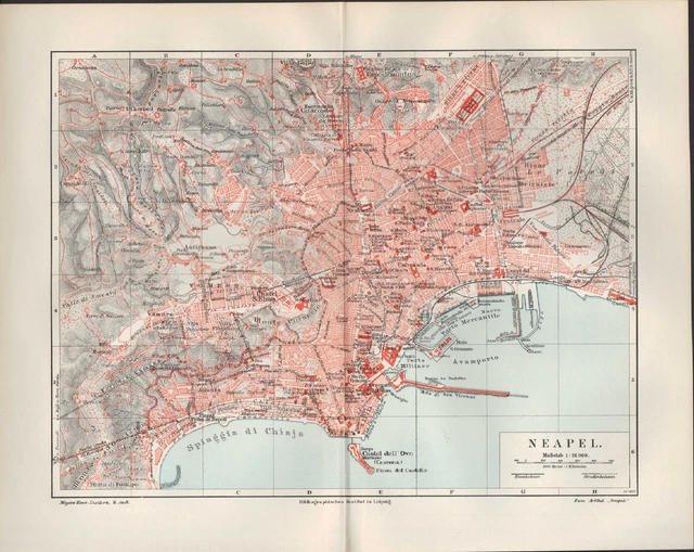 MAP MAP OF the city plan 1907: STADTPLAN NAPLES. SURROUNDINGS OF NAPLES ...