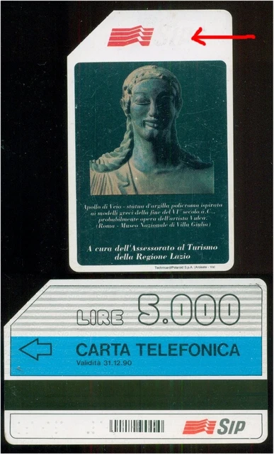 SCHEDA TELEFONICA L. 5.000 usata serie Turistica APOLLO DI VEIO. EUR 9 ...