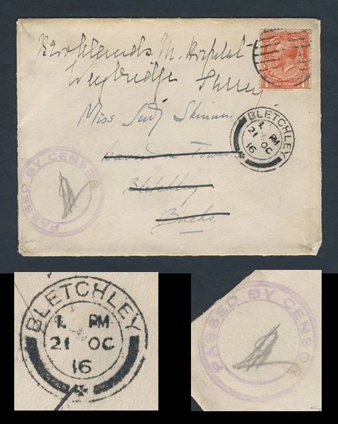 KGV WW1 Royal Navy CENSOR Passed 1d Red Cover - WAVENDON TOWER ...