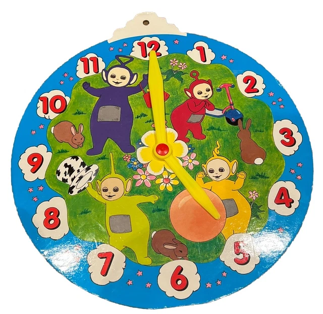 VINTAGE 90S CARDBOARD Teletubbies Learn the Time Clock Educational Gift ...